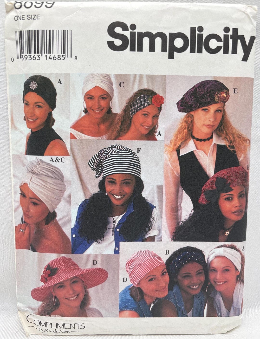Simplicity 8402 Hats in Ten Styles Vintage 90s Sewing Pattern One Size ...