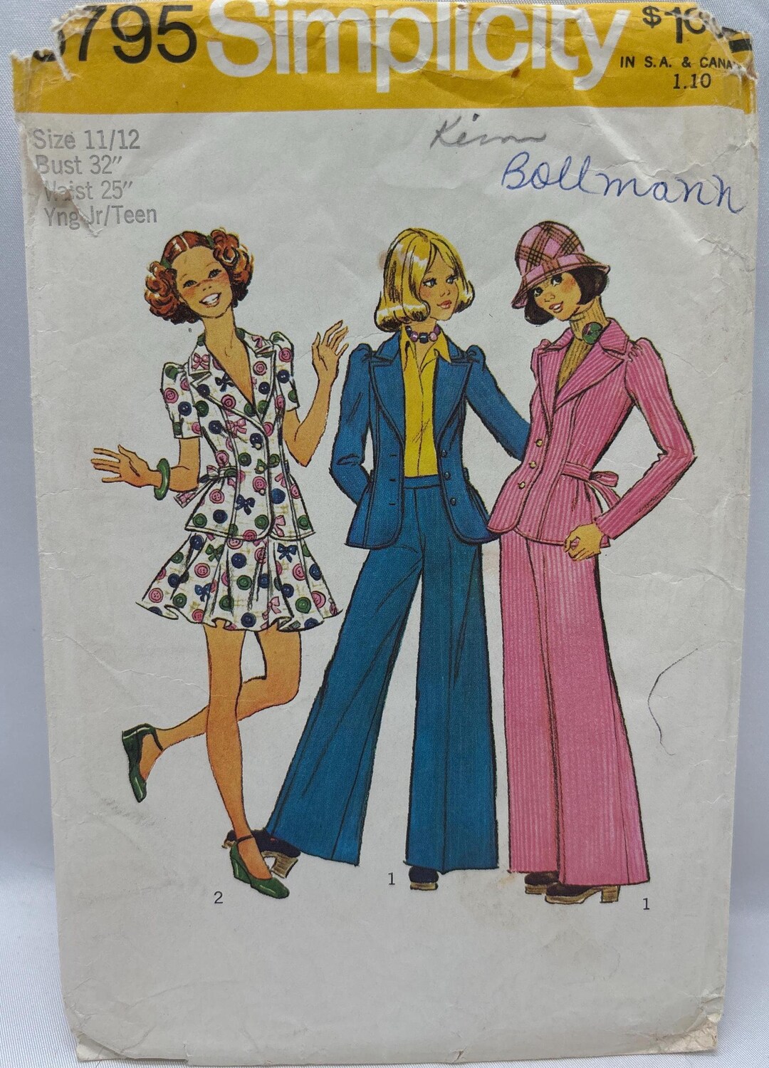 Simplicity 5795 Unlined Peplum Jacket, Short Skirt and Pants Junior ...