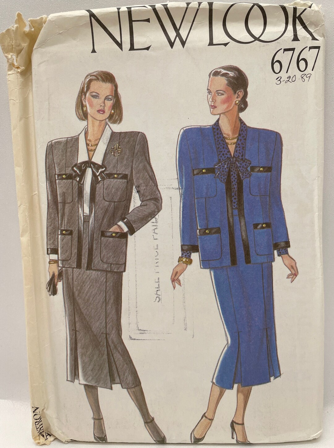 New Look 6767 Suit Jacket, Blouse and Skirt Vintage 80s Sewing Pattern ...