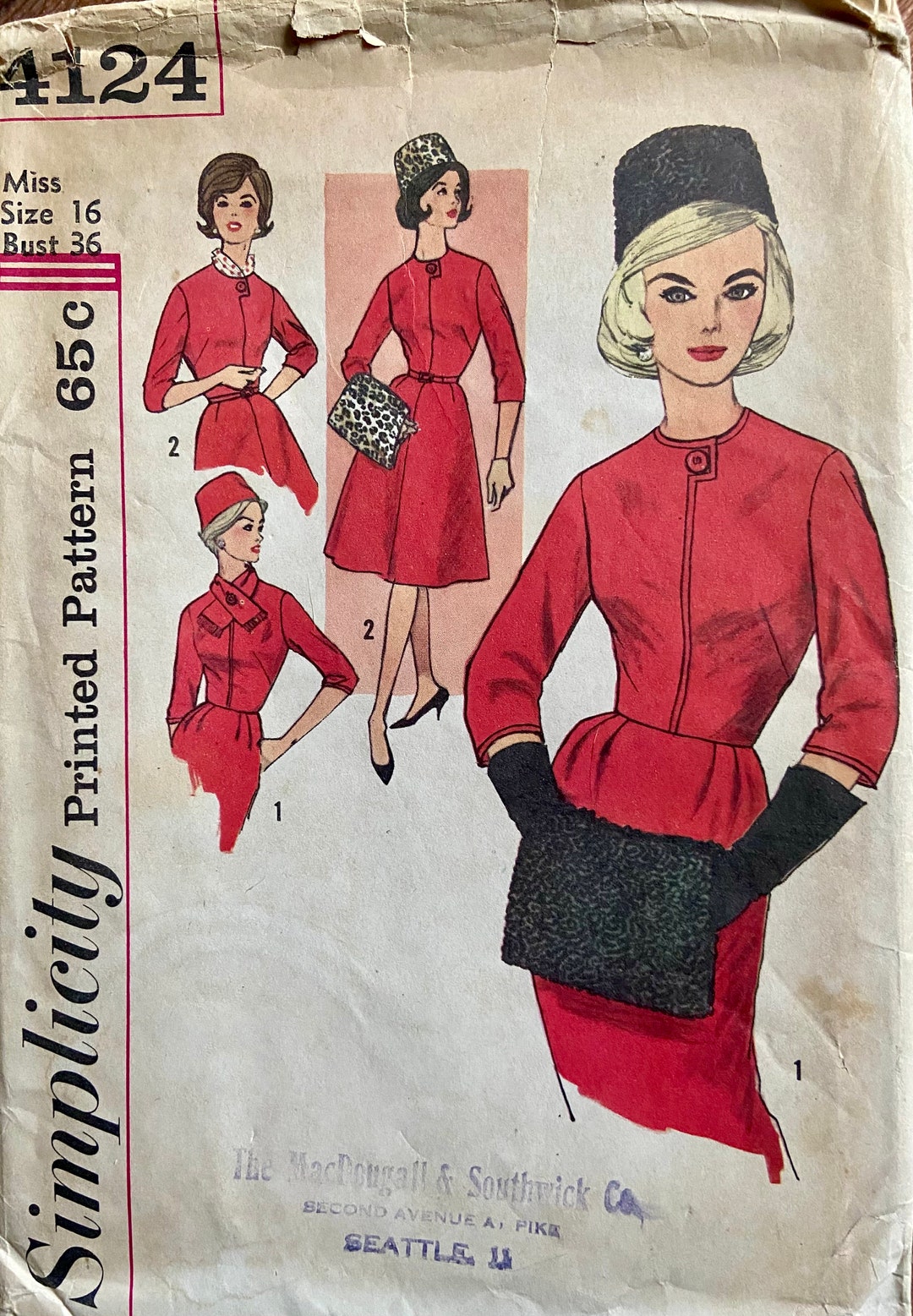 Simplicity 4124 Vintage 60s Sewing Pattern Misses Dress 2 Skirts Hat ...