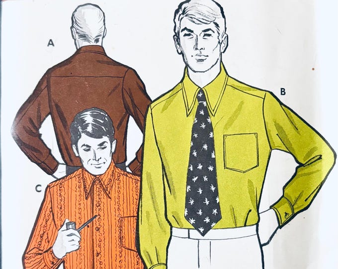 1970s Men's Dress Shirt Sewing Pattern: Chest 40-46 Uncut - Etsy