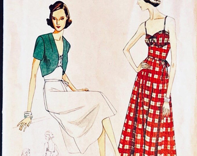 Simplicity 2619 Vintage 1948 Sewing Pattern One-piece Dress Dart Fitted ...