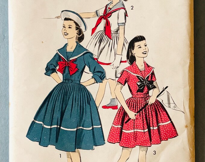 Advance 8403 Original 1950’s Sewing Pattern Girl’s Sailor Dress With ...