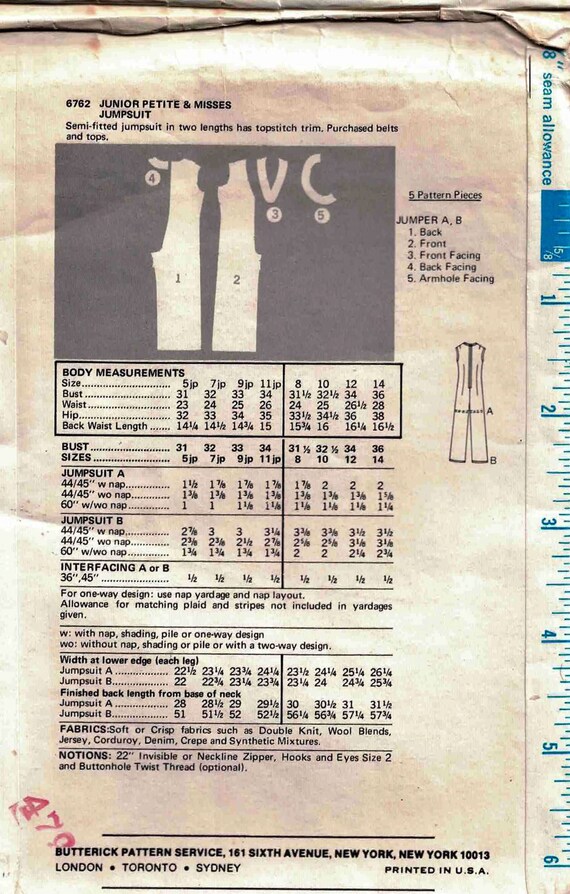 Butterick 6762 70's Vintage Sewing Pattern for a Mis… - Gem