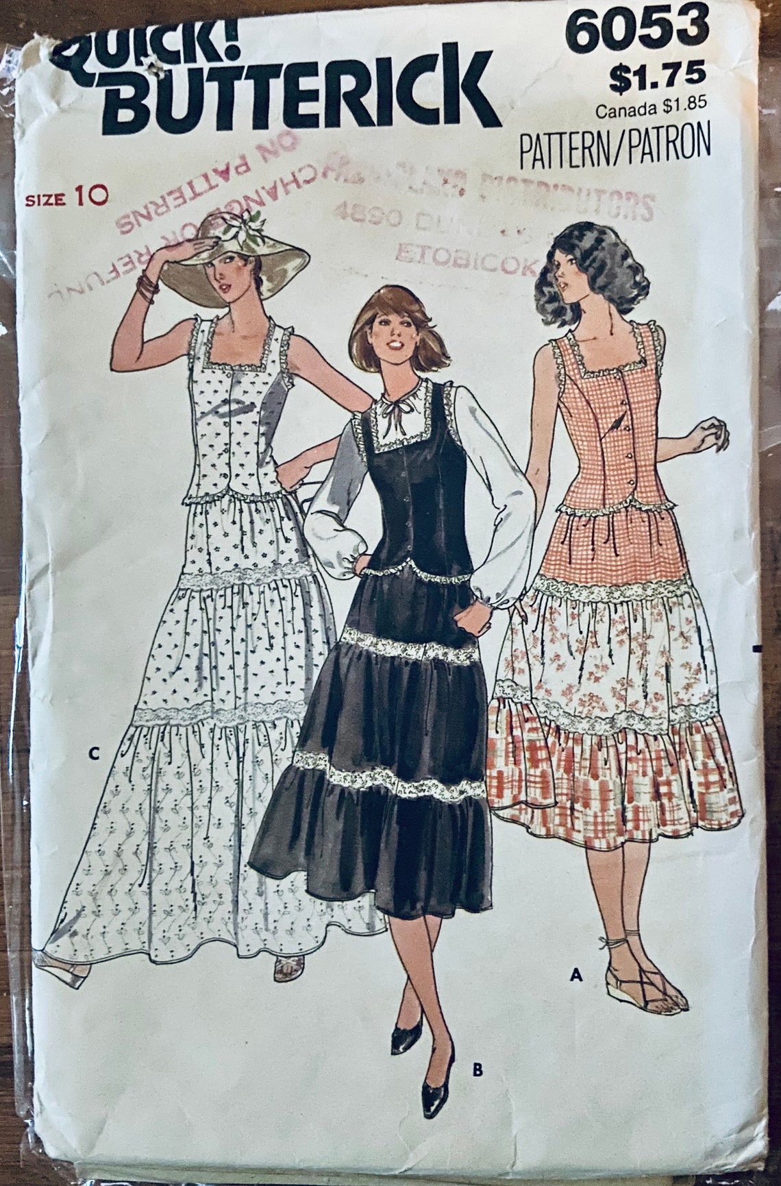 Butterick 6053 Vintage 1978 Pattern Misses Cottagecore Prairie Style ...