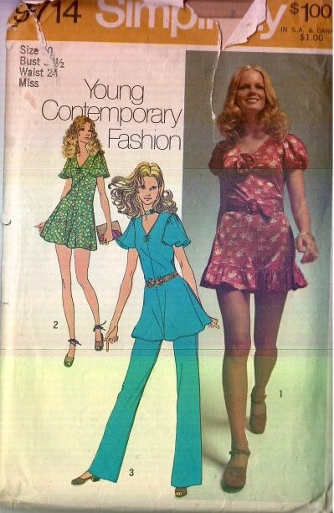 Vintage 70s Simplicity 9714 Young Contemporary Fashion Short - Etsy