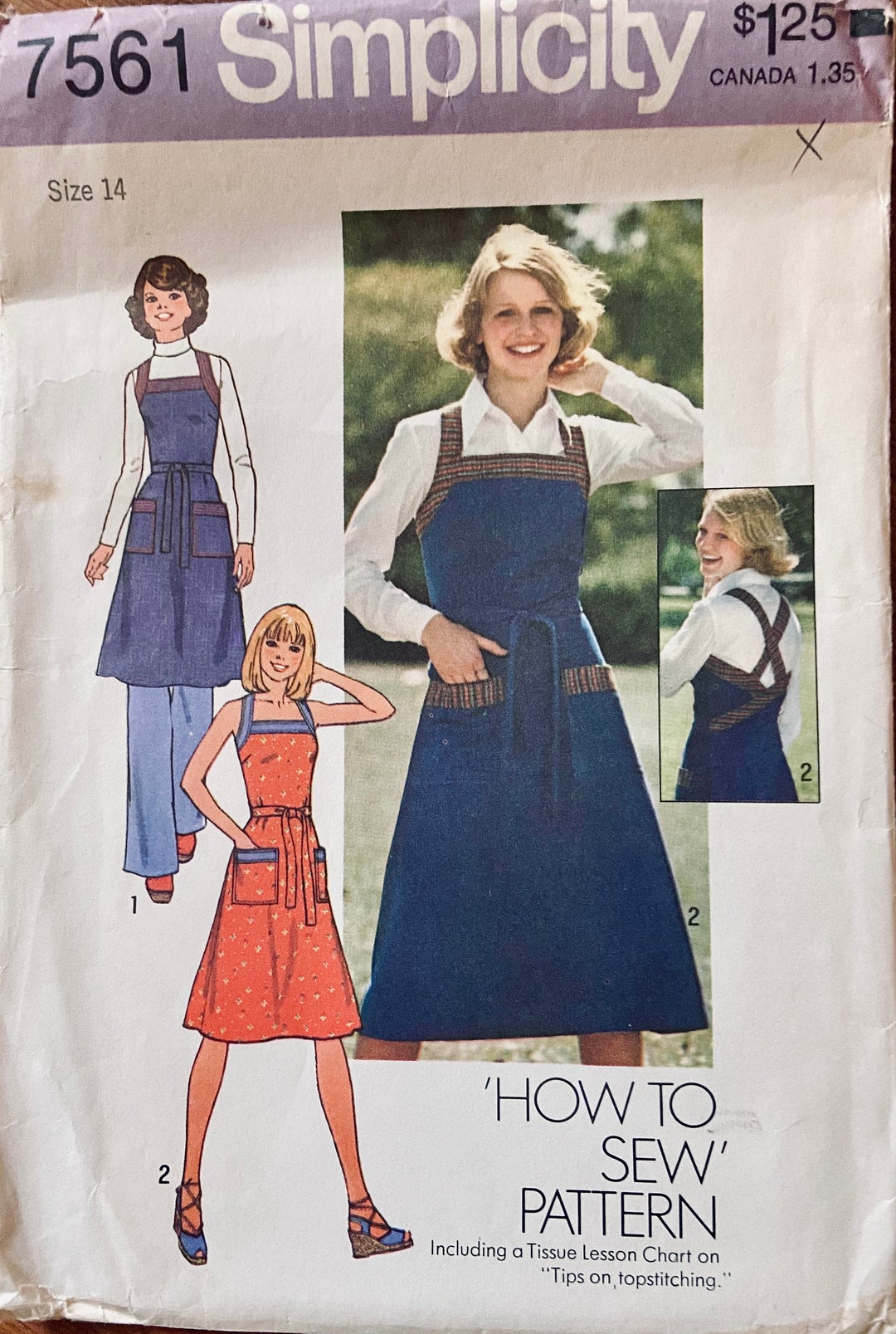 Simplicity 7561 Vintage 1976 Sewing Pattern Misses Back-wrap Dress or ...
