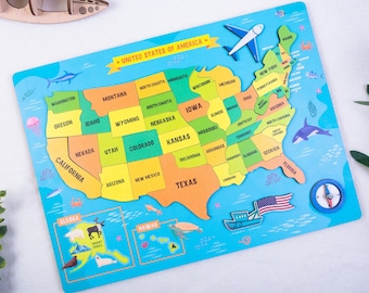 Wooden Usa Puzzle - Etsy