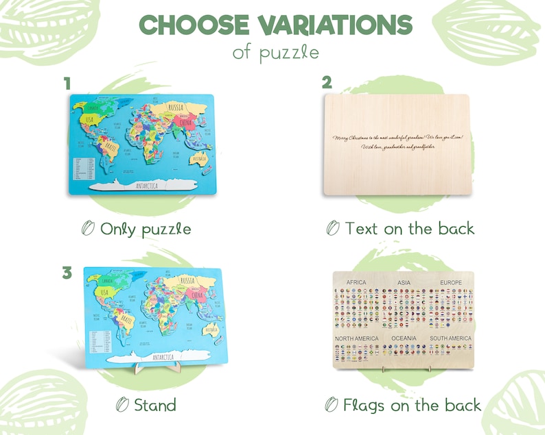 World Map, Educational Toy, Map Puzzles for Kids, Montessori Puzzle ...