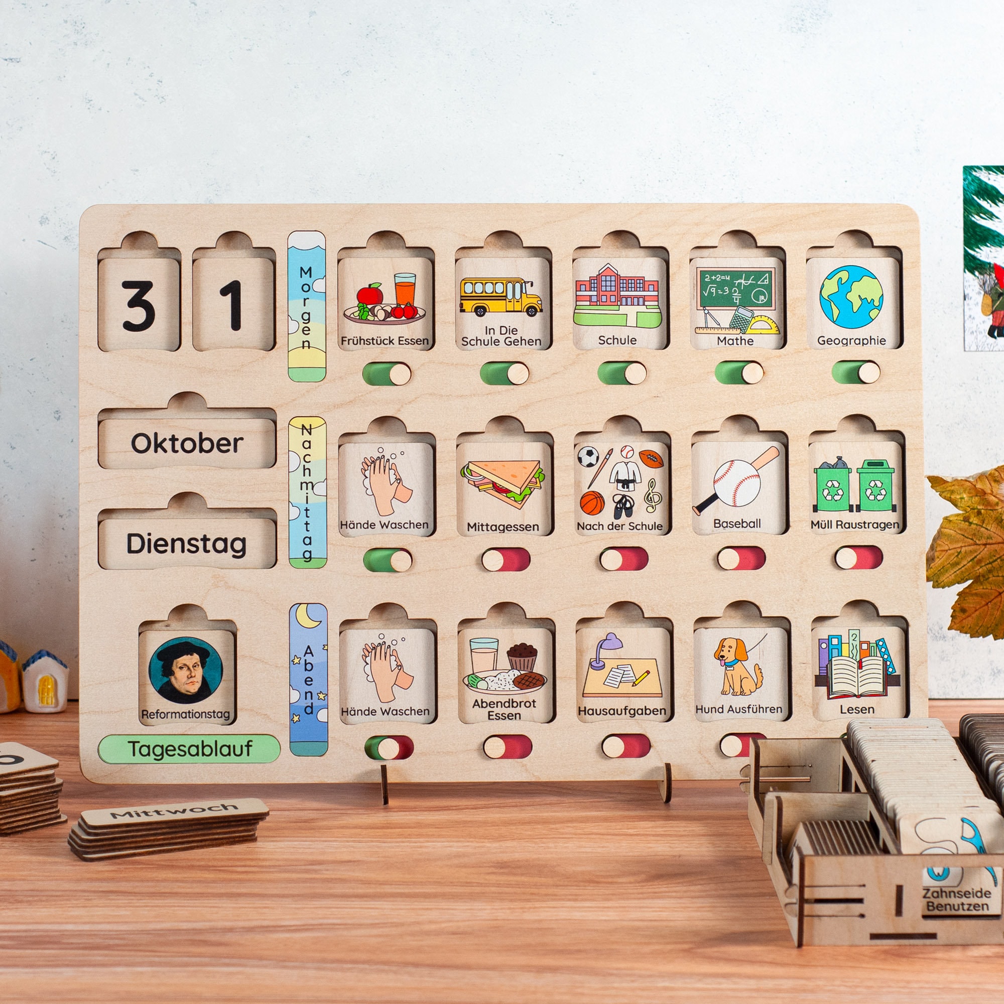 Wooden Kids Chore Chart, Daily Visual Schedule, Homeschool Planner - Etsy