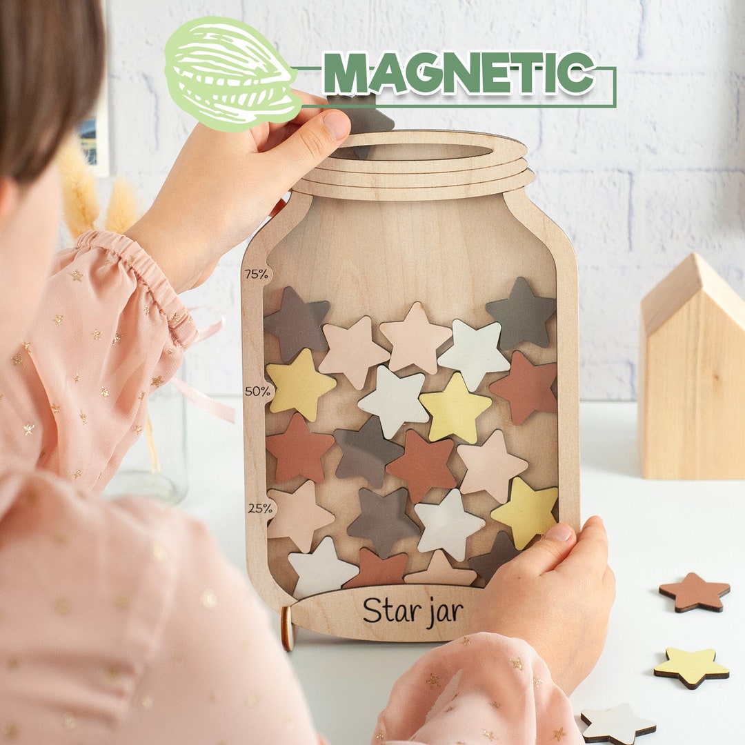 Custom Name Magnetic Star Jar With Tokens, Personalized Reward Jar ...