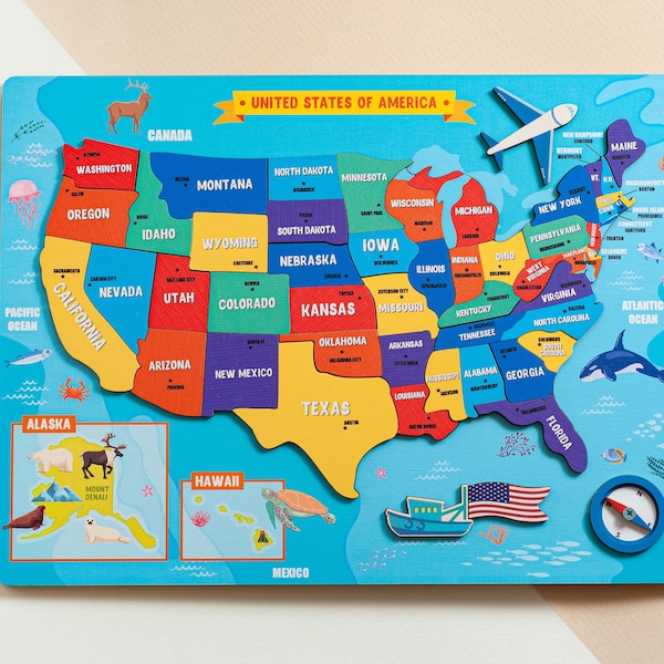 United States Puzzle - Etsy