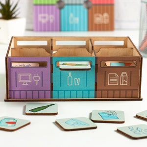 Recycling Game Toys for Toddler, Kids Wood Garbage Sorting Play Set ...