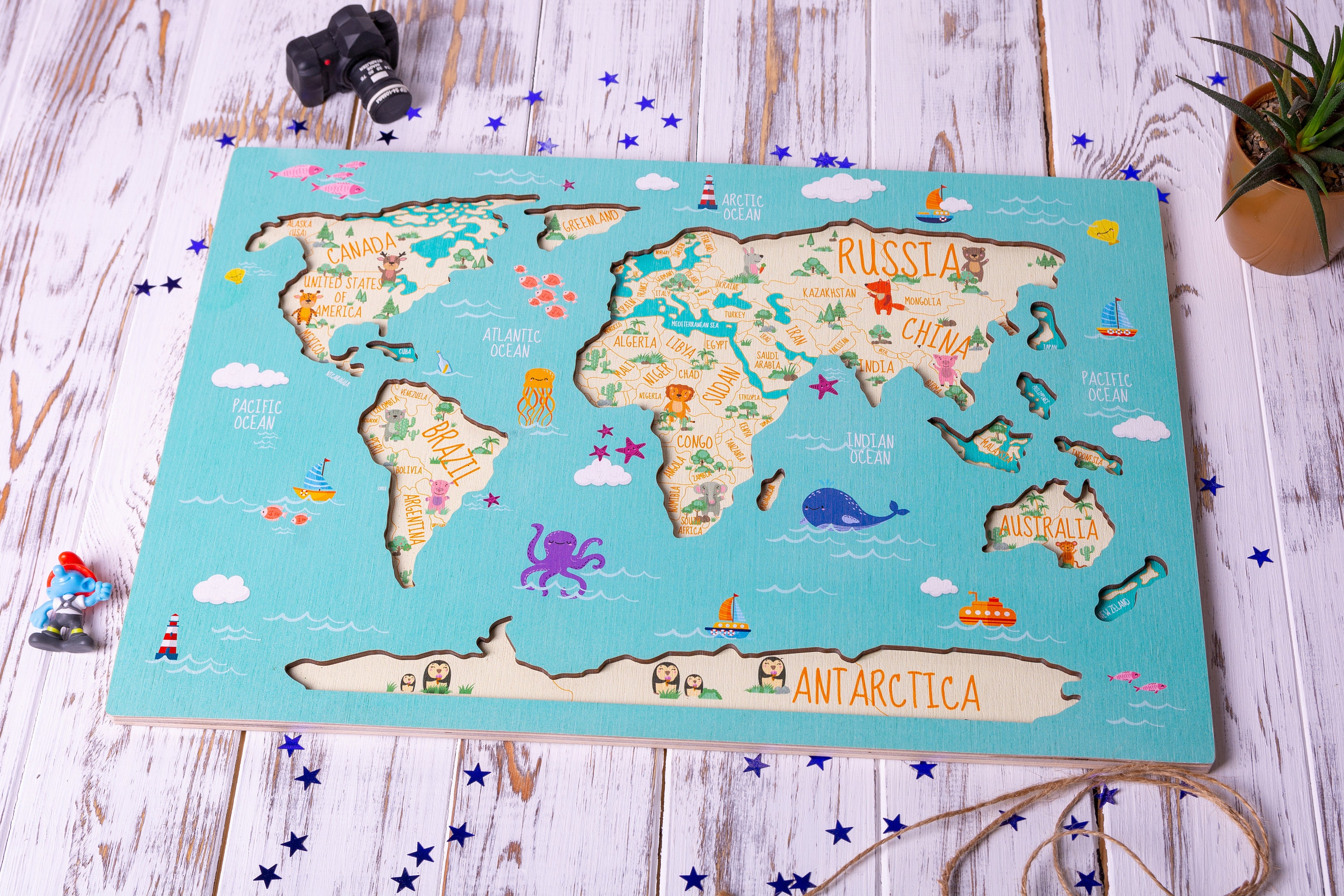 World Map Educational Toy Map Puzzles for Kids Montessori | Etsy