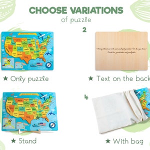 Preschool Gift for Kids, Wooden USA Map Puzzle for Toddlers, Geography ...