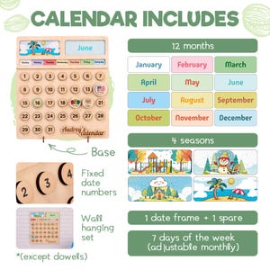 Montessori Perpetual Calendar for Kids, Wooden Waldorf Calendar ...