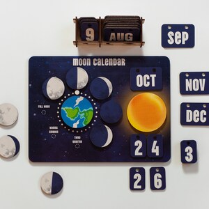 Kids Magnetic Moon Calendar, Sensory Toys for Education, Homeschool ...