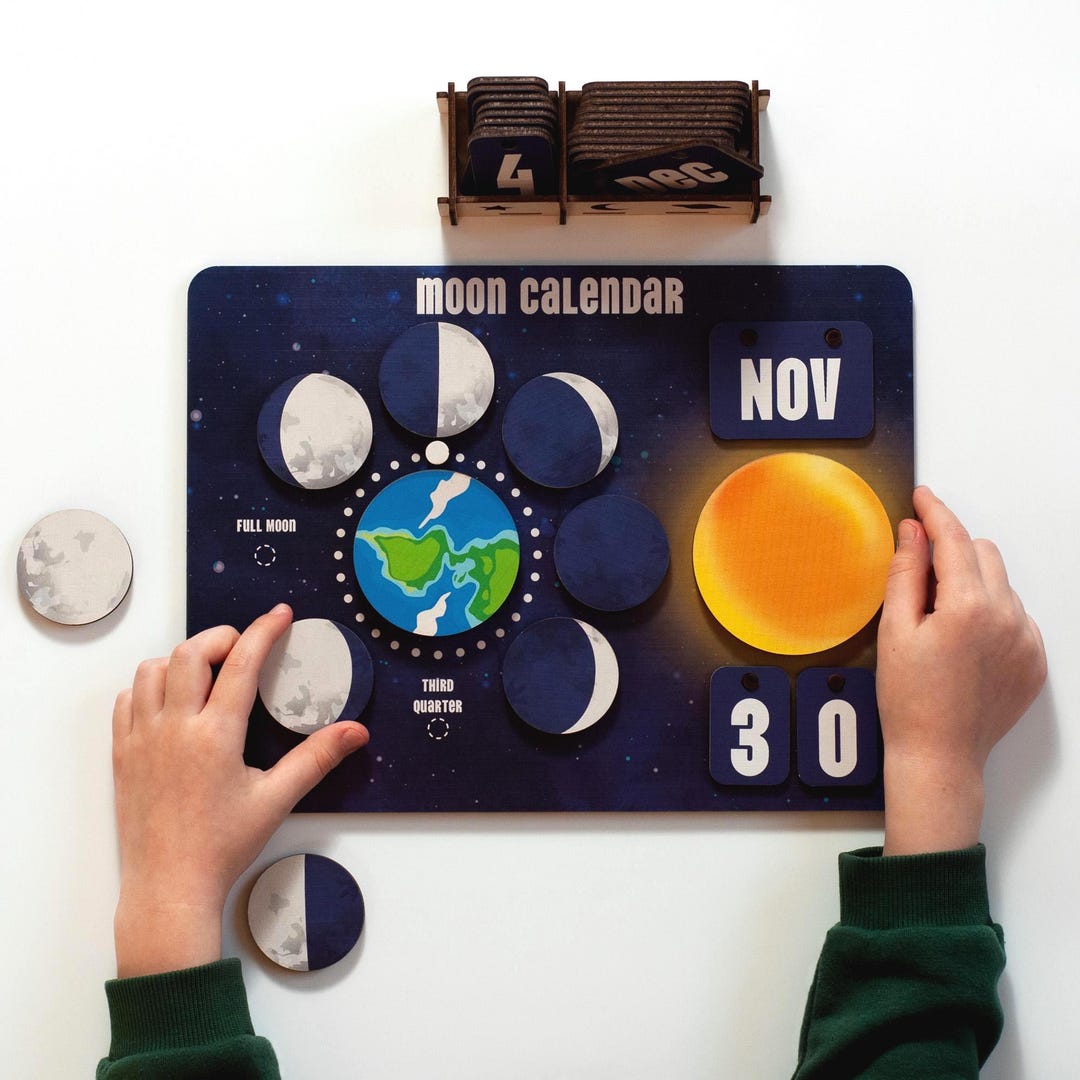 Magnetic Moon Phases Calendar for Kids, Astronomy Busy Board ...