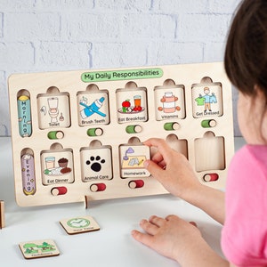 Chore Chart for Kids Toddler Chore Chart Wood Chore Chart - Etsy