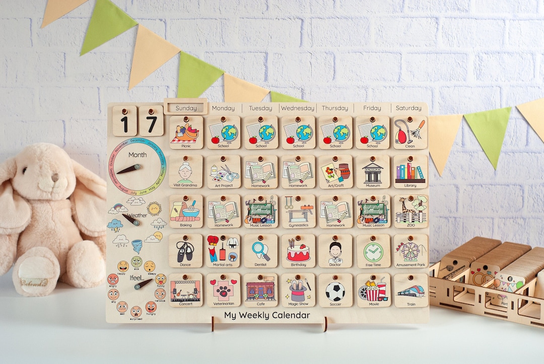 Kids Weekly Calendar, Chore Chart for Kids, Visual Schedule for ...