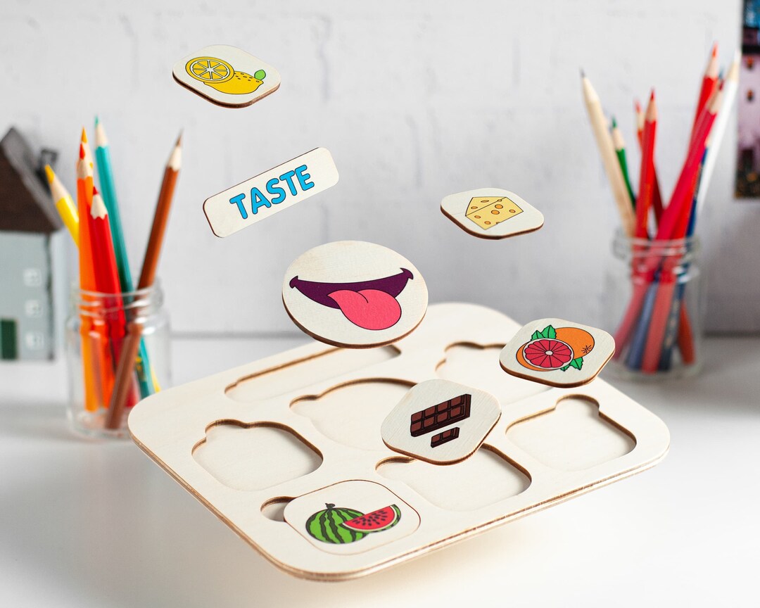 Five Senses Matching Cards, Educational Wood Toys, Preschool Toddler ...