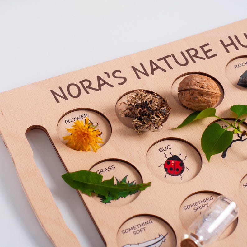 Scavenger Nature Hunt Board for Toddler Gift, Nature Walk Tray, Bug ...