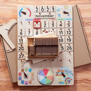 Montessori Calendar, Wooden Perpetual Calendar, Classroom Calendar for ...