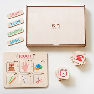 Educational Wood Toys Five Senses Matching Cards Educational - Etsy