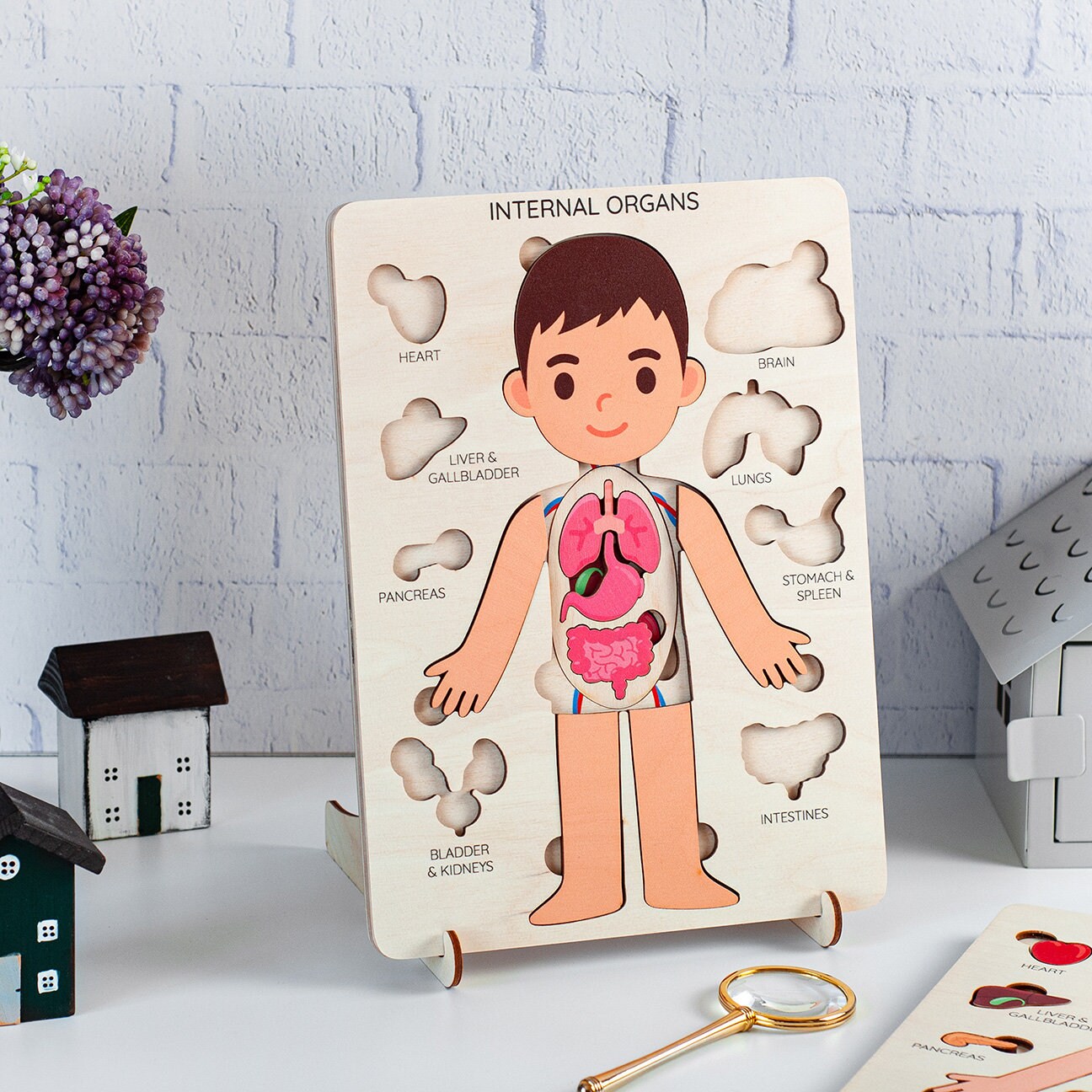 Custom Human Body Puzzle, Kids Aanatomy Puzzle, Montessori Toys, Wooden ...