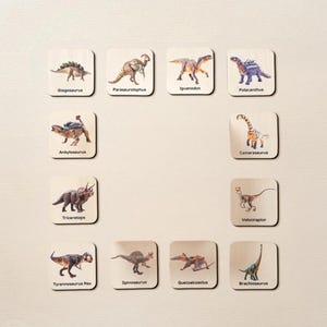 Dinosaurs Matching Cards, Learning Dino Flashcards, Wooden Memory Cards ...