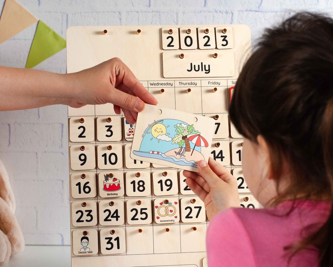 Perpetual Calendar for Kids, Montessori Calendar, Wooden Kids Calendar ...