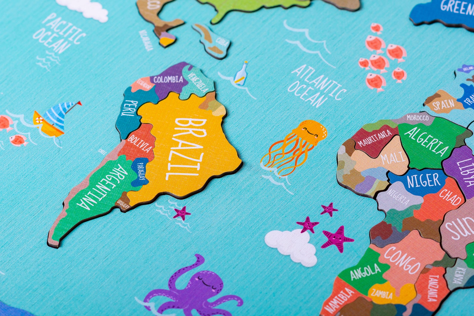 World Map Educational Toy Map Puzzles for Kids Montessori - Etsy