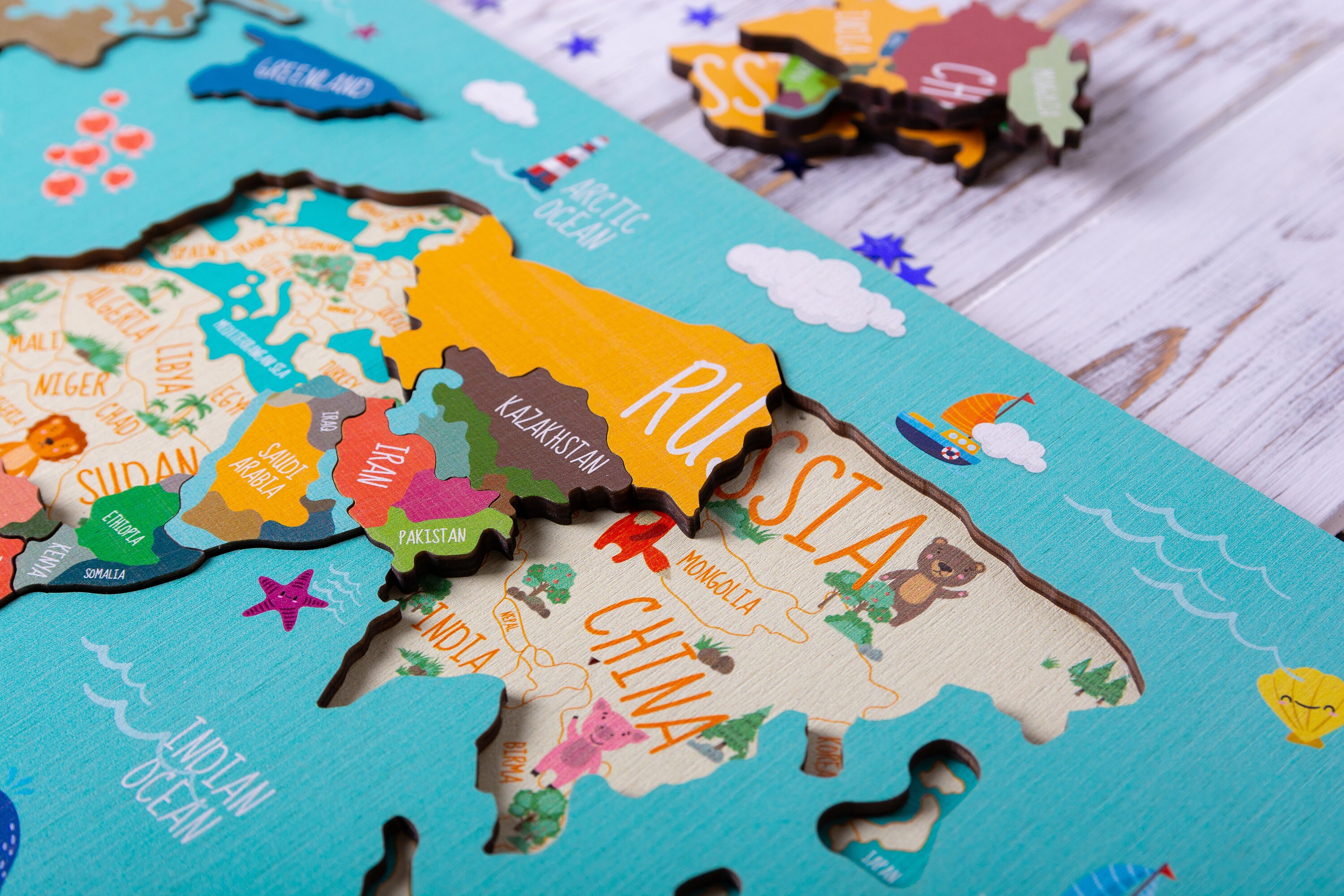 World Map Educational Toy Map Puzzles for Kids Montessori | Etsy