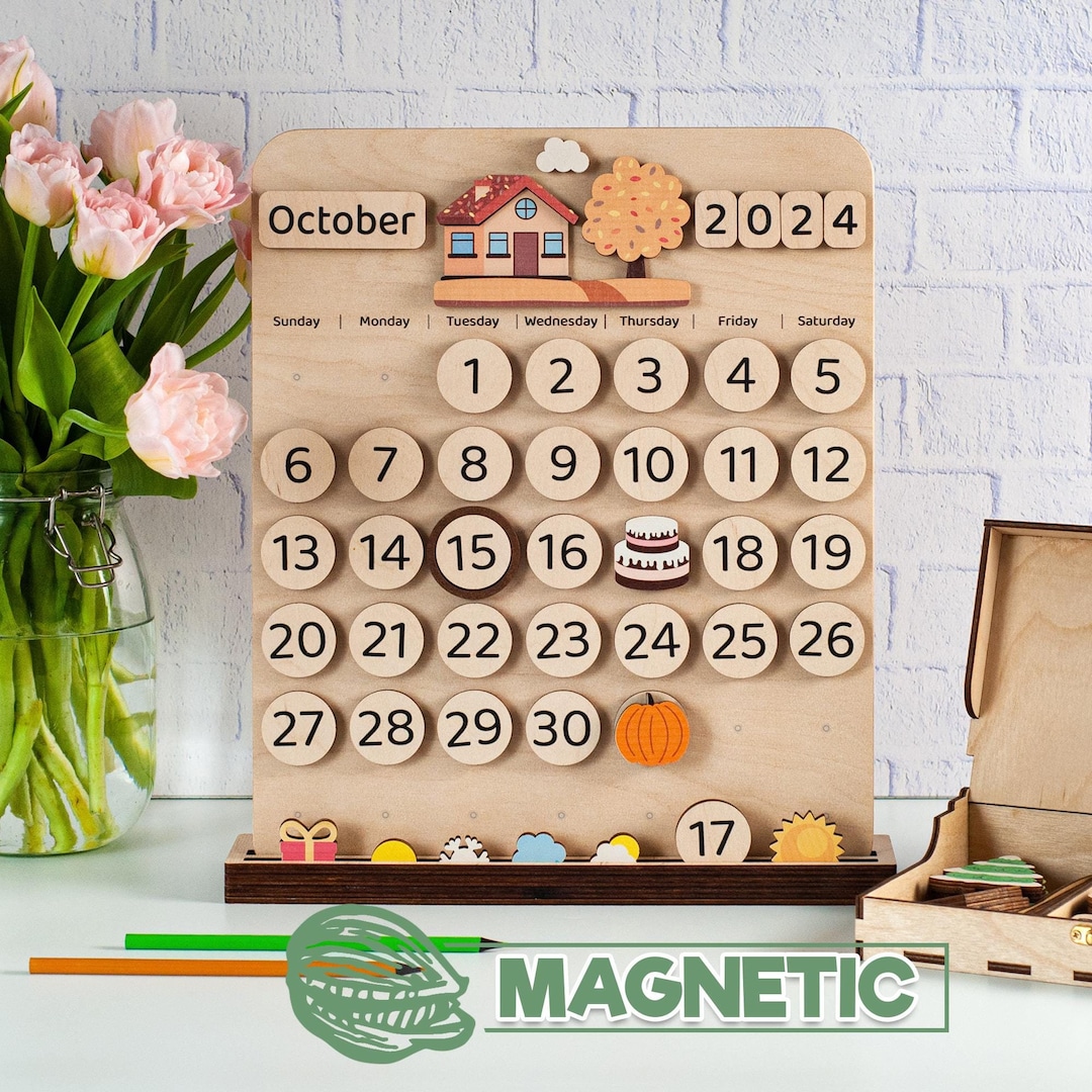 Personalized Montessori Calendar, Kids Magnetic Weekly Calendar, Chore ...