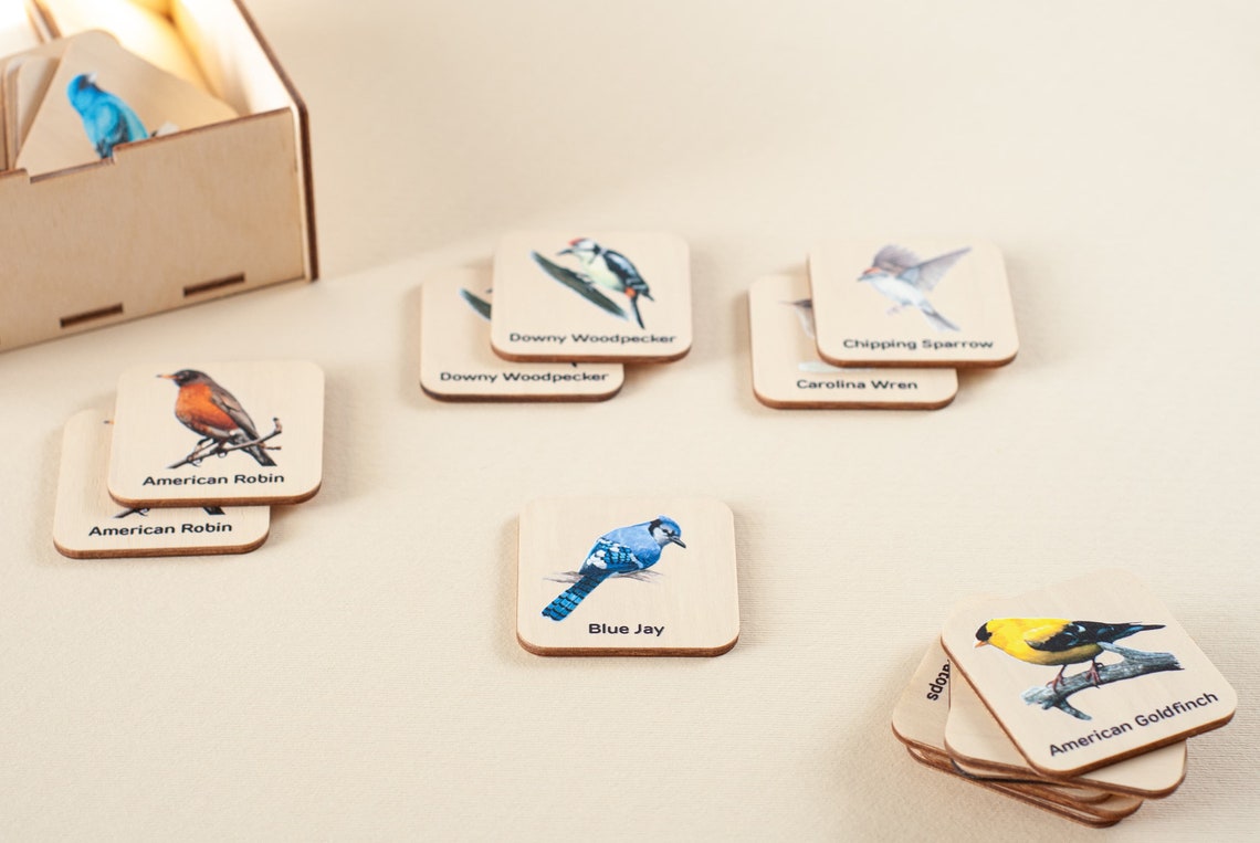Gift for Kids Bird Toys Wooden Memory Game Birds Matching - Etsy