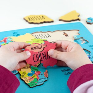 Kids World Map Puzzles for Kids, Educational Toy, Montessori Puzzle ...