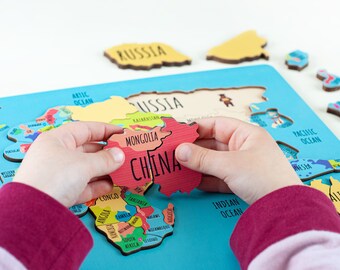 World Map Puzzle Naming the Countries and Their Geographical Location ...