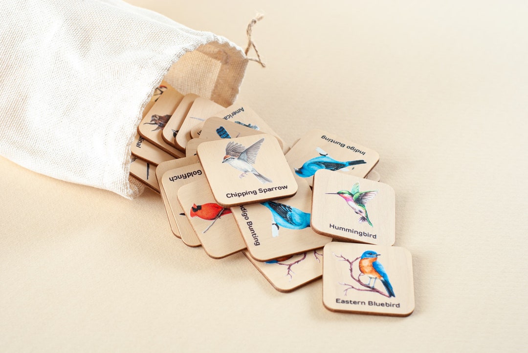 Wooden Birds Matching Cards, Bird Toys, Memory Game, 1 2 3 4 Year Old ...