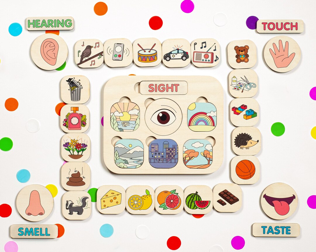 Educational Wood Toys Five Senses Matching Cards, Educational Toys ...