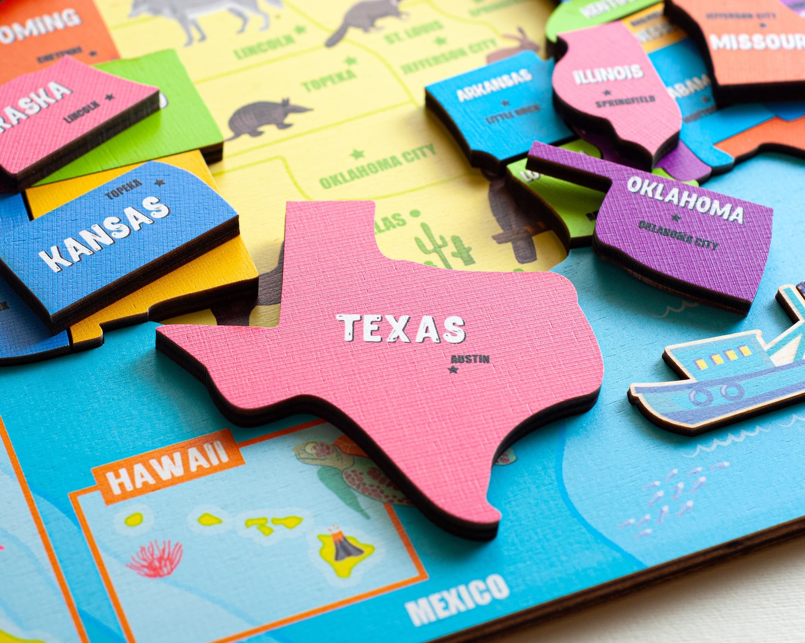 Preschool Gift for Kids, Wooden USA Map Puzzle for Toddlers, Geography ...