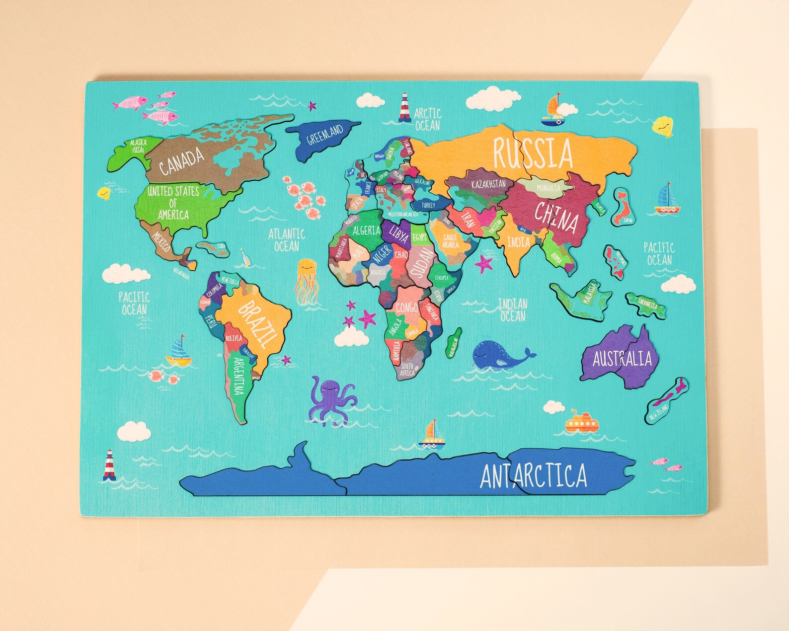 World Map Educational Toy Map Puzzles for Kids Montessori - Etsy
