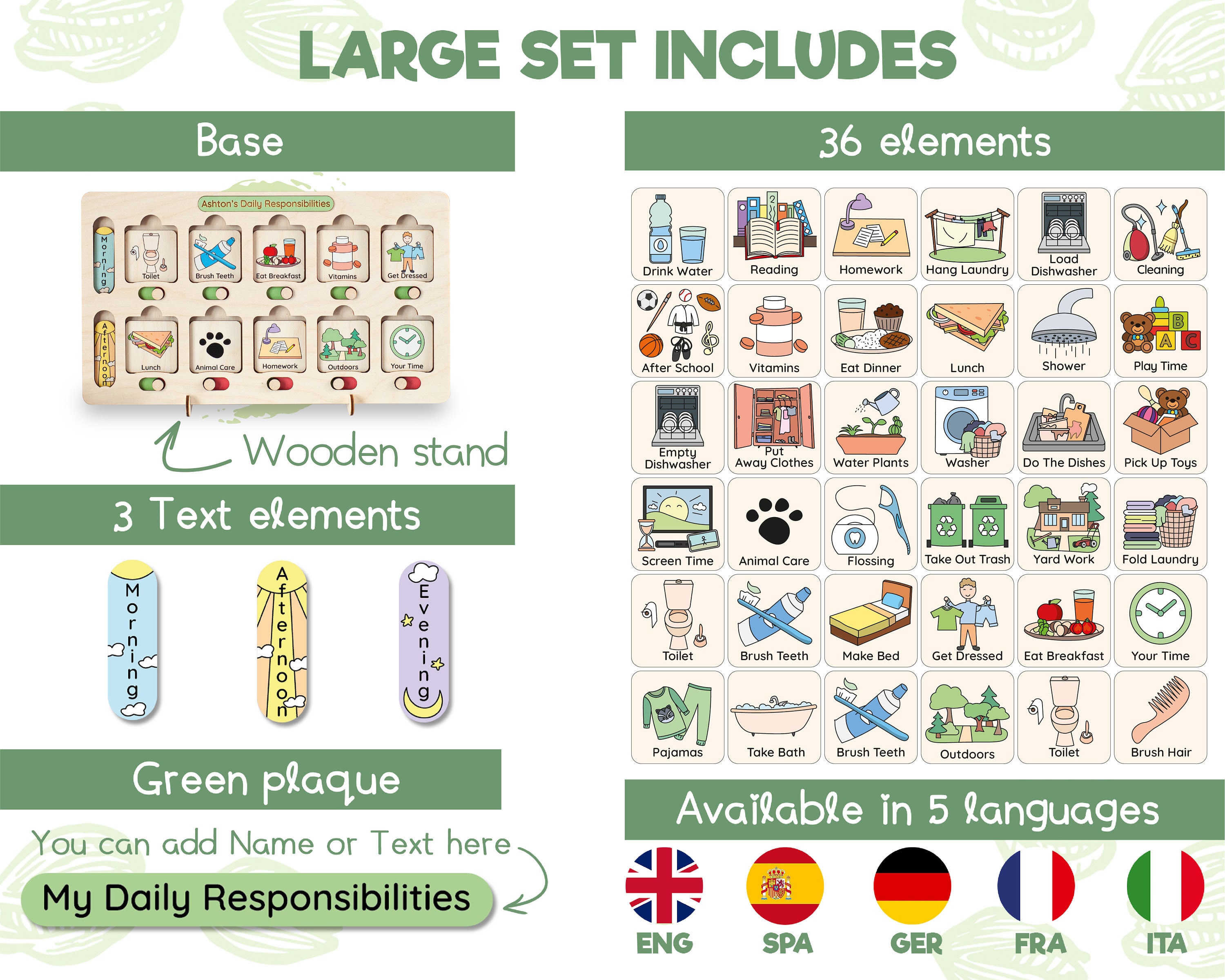 Personalized Daily Chore Chart for Kids, Wooden Routine Chore Board ...