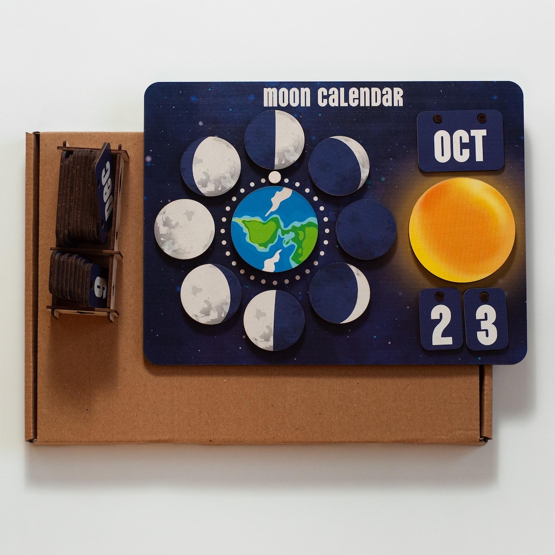 Kids Astronomy Board, Kids Moon Phase Calendar, Magnetic Calendar, Kids ...