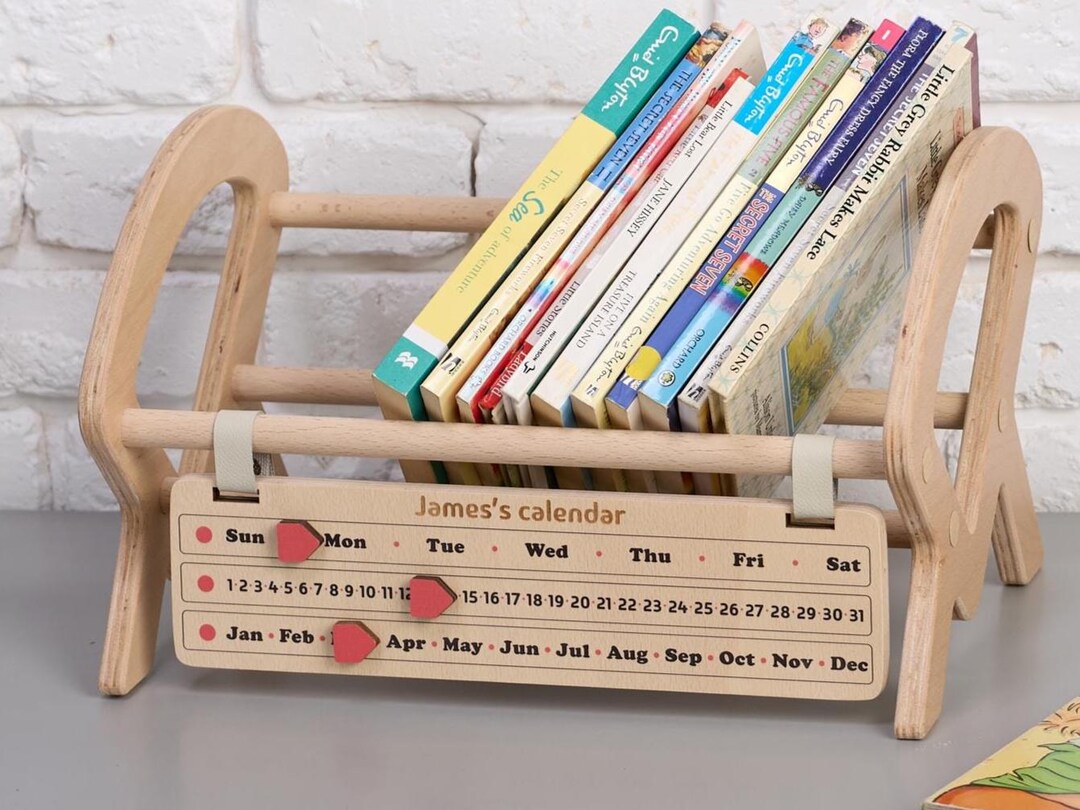 Kids Wooden Library Bookcase With Personalized Read Tracker and ...