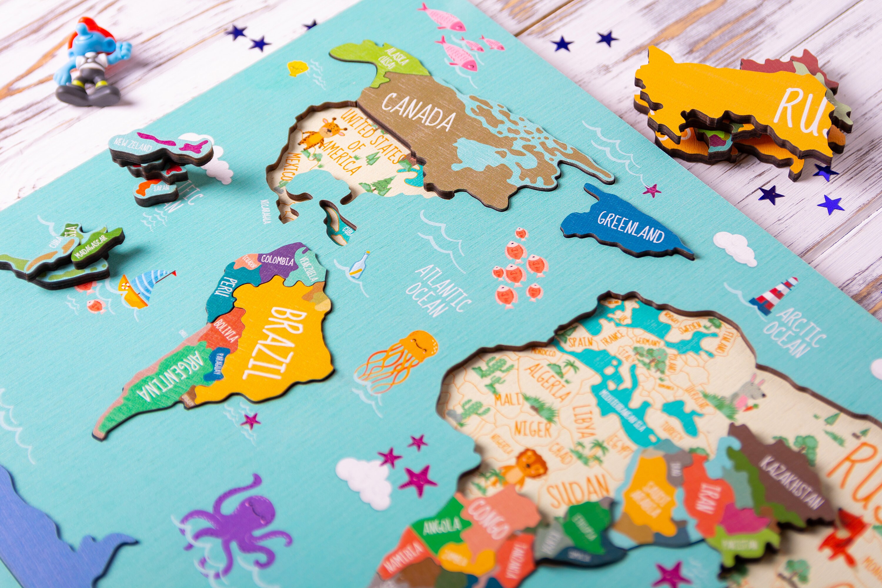 World Map Educational Toy Map Puzzles for Kids Montessori - Etsy Australia