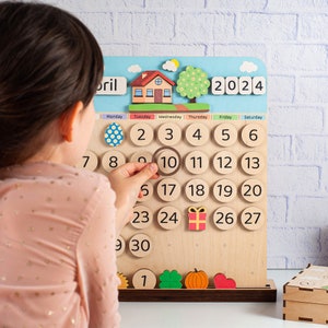 Kids Montessori Magnetic Calendar, Toddler Weekly Calendar, Learning ...