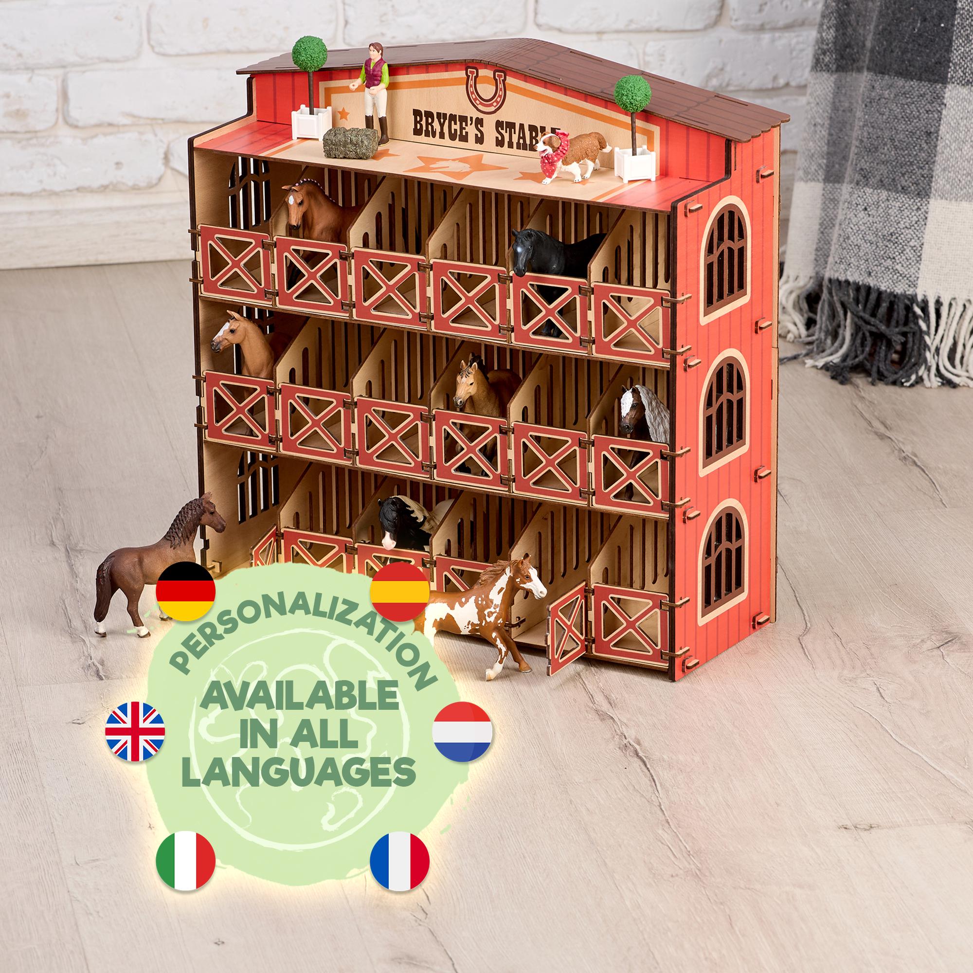 Handcrafted Wooden Horse Stable: Personalized Barn Toy With Stalls ...