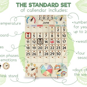 Montessori Calendar Wooden Kids Calendar Classroom Calendar - Etsy