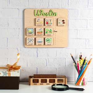 Magnetic Daily Routine for Toddler, Custom Name Routine Chart, Wooden ...