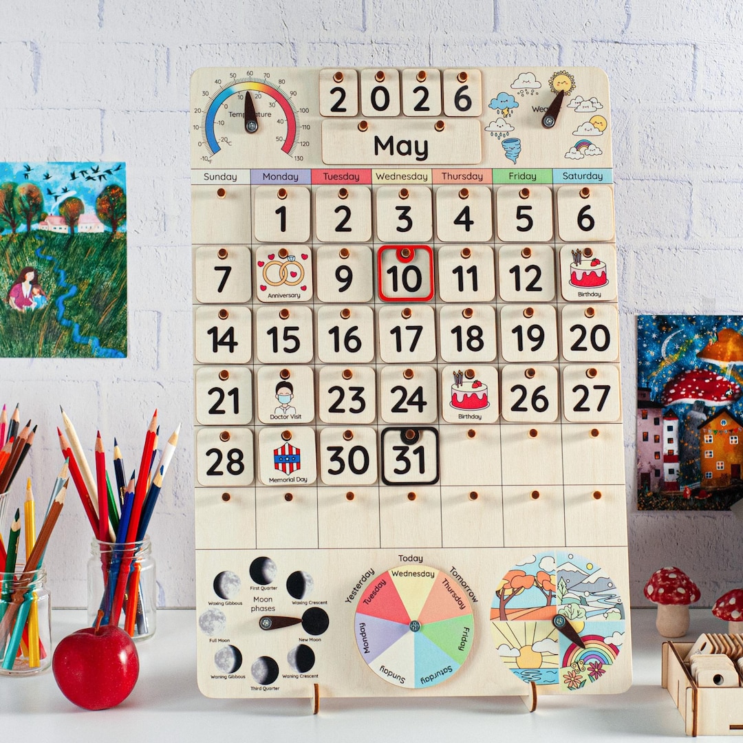 Personalized Montessori Perpetual Calendar for Toddlers, Preschool ...